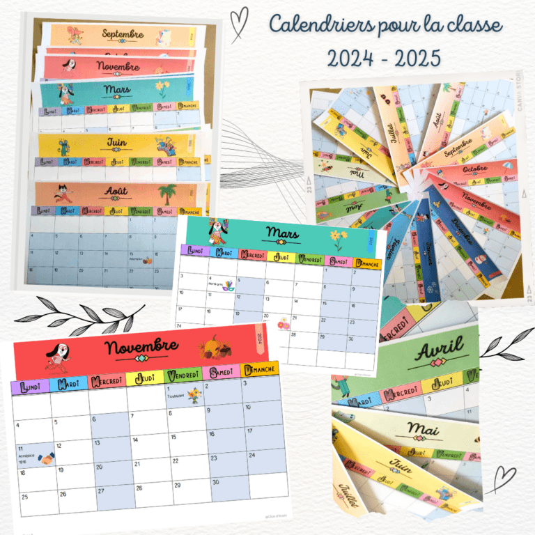 Calendrier de la classe 2024 – 2025 – Chat d'école