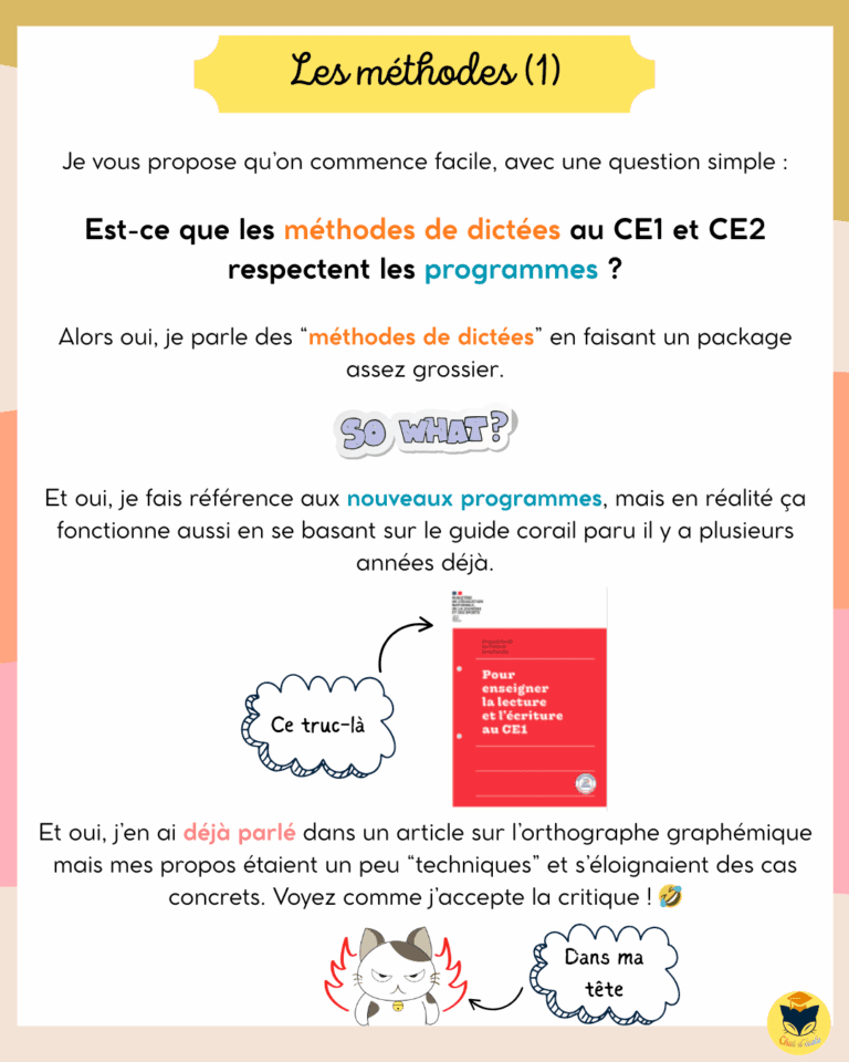 Les dictées au CE1/CE2 et les nouveaux programmes – Chat d'école