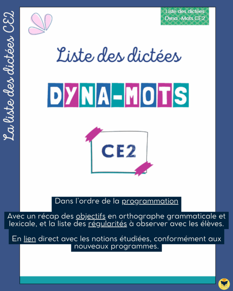 La liste des dictées Dyna-Mots CE2 – Chat d'école
